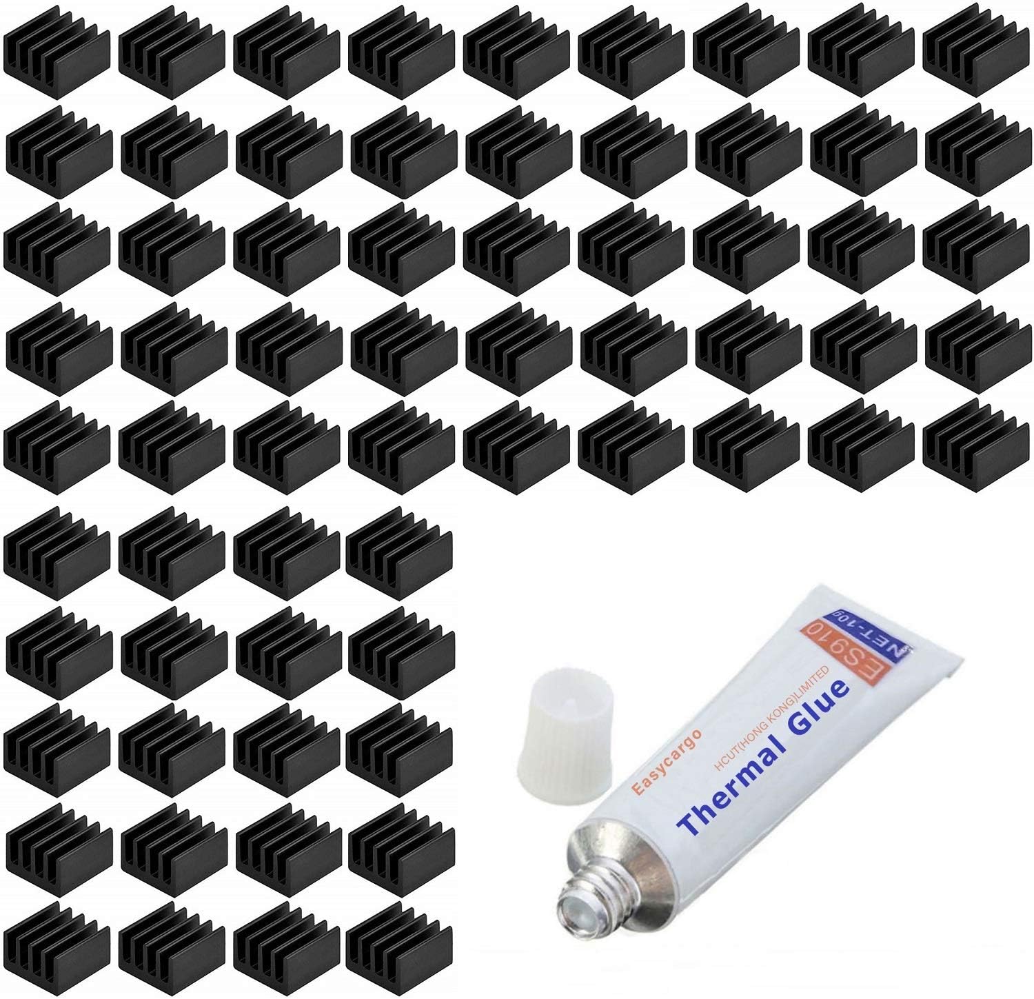 Amazon.com: Easycargo 10pcs 20mm Heatsink Kit 20x20x10mm + 3M 8810 ...