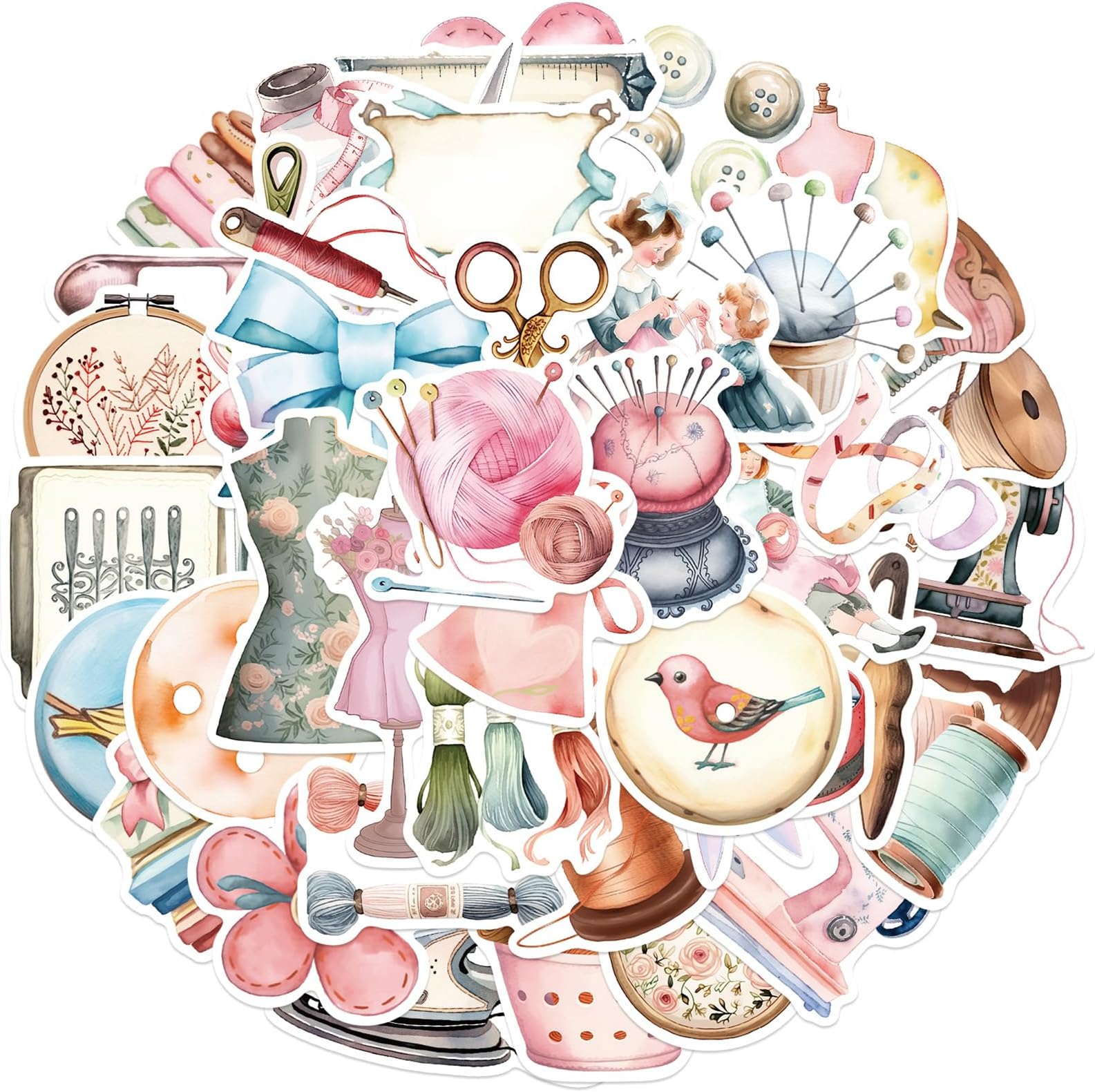 Amazon.com: BIGZORO Pack 50 PCS Sewing Sticker Print Tailor Themed ...