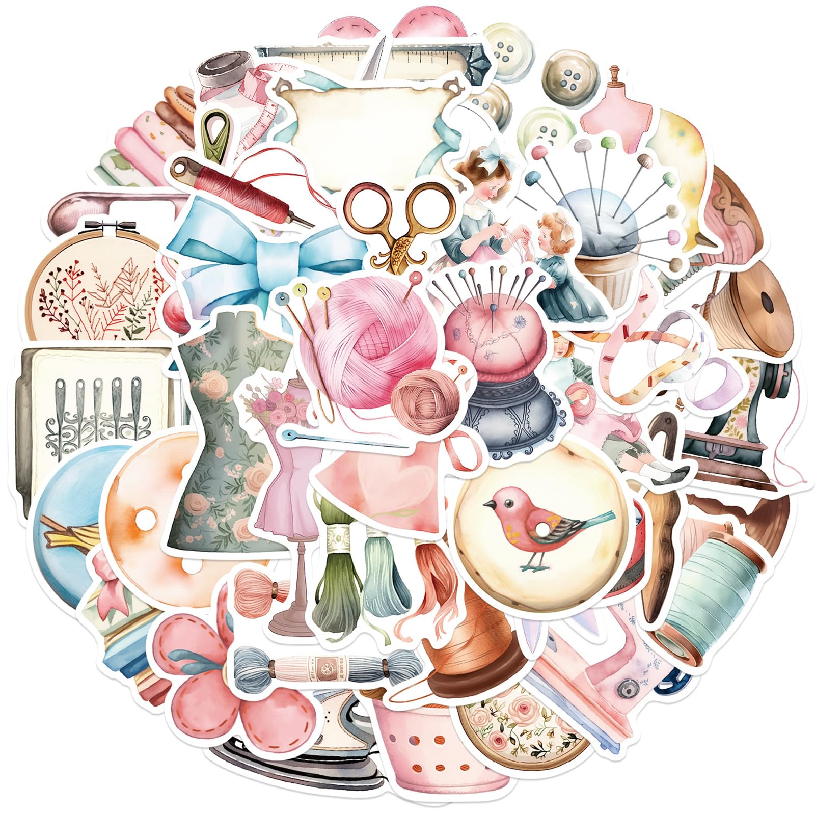 Amazon.com: 50Pcs Cartoon Sewing Machine Stickers Vintage Lovely Tailor ...