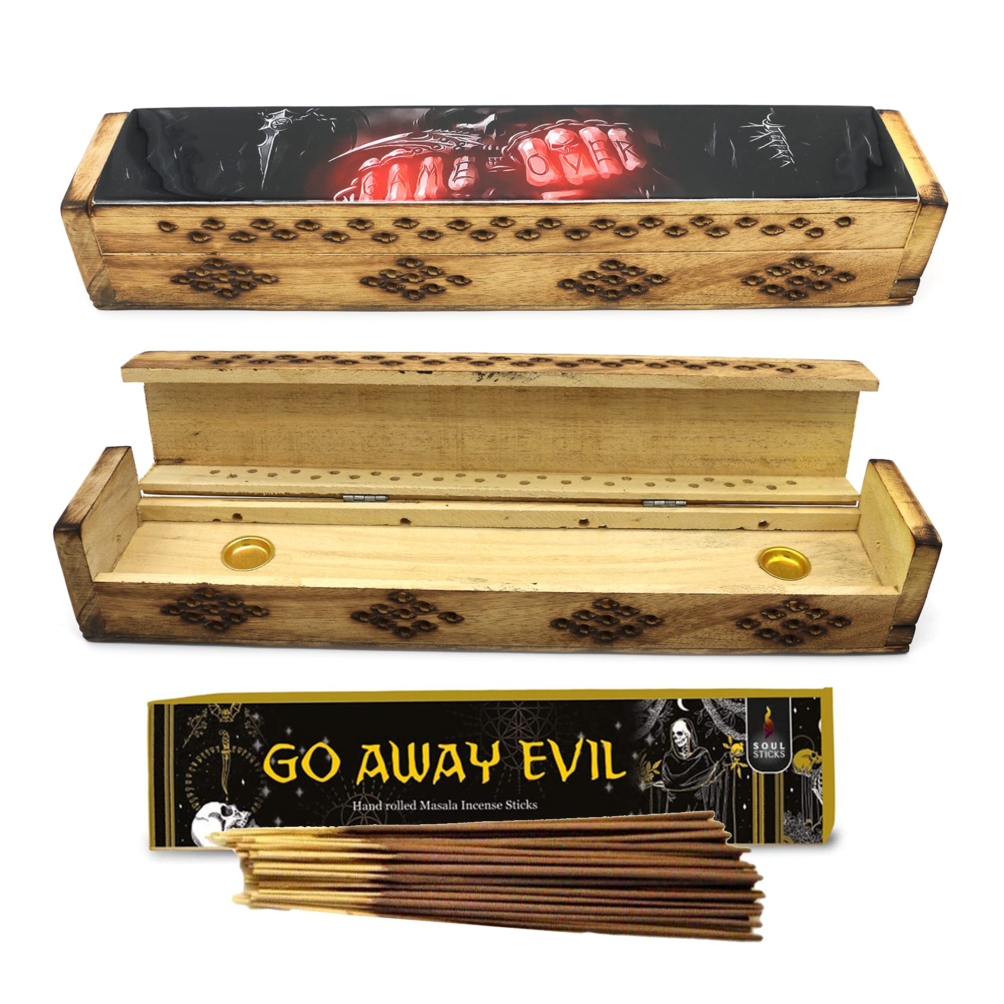 Amazon.com: SOUL STICKS Handmade Carved Incense Burner Wooden Coffin ...