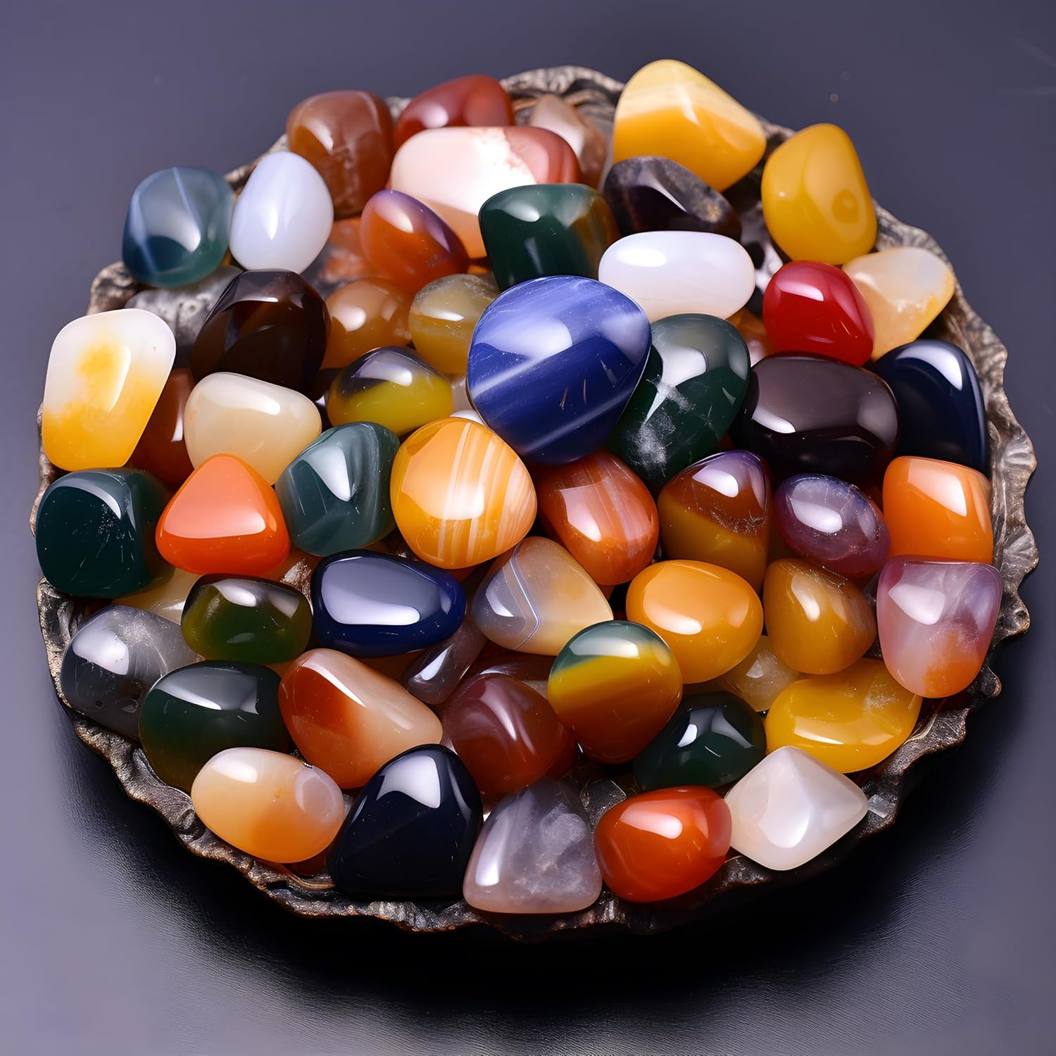 Amazon.com: SigMntun Polished Colorful Agate Crystals, 10 Ounce ...