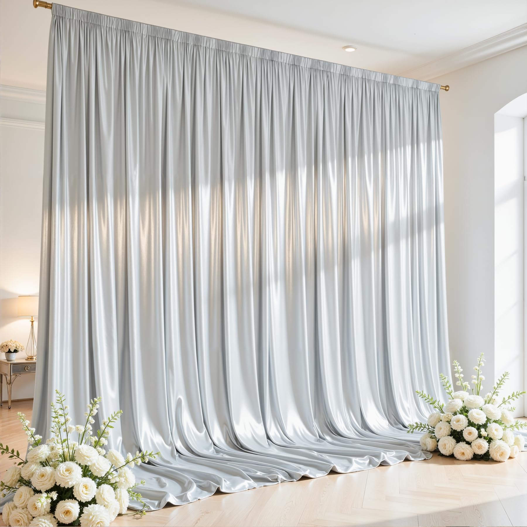 Amazon.com : 10x10 ft Silver Glitter Backdrop Curtain for Parties ...