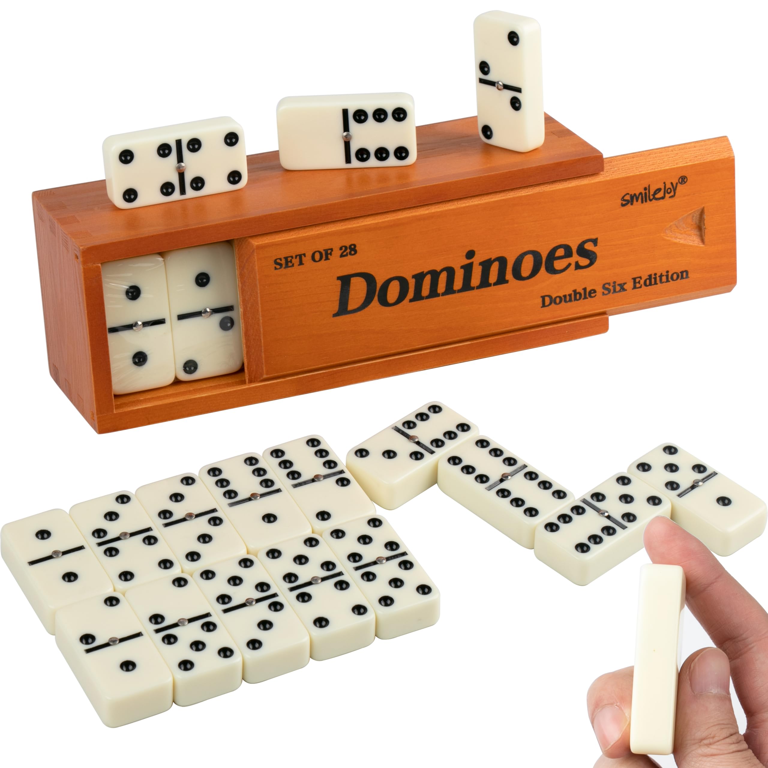 Amazon.com: Smilejoy Dominos Set for Adults -Jumbo Size Dominoes Double Six Edition- Classic ...