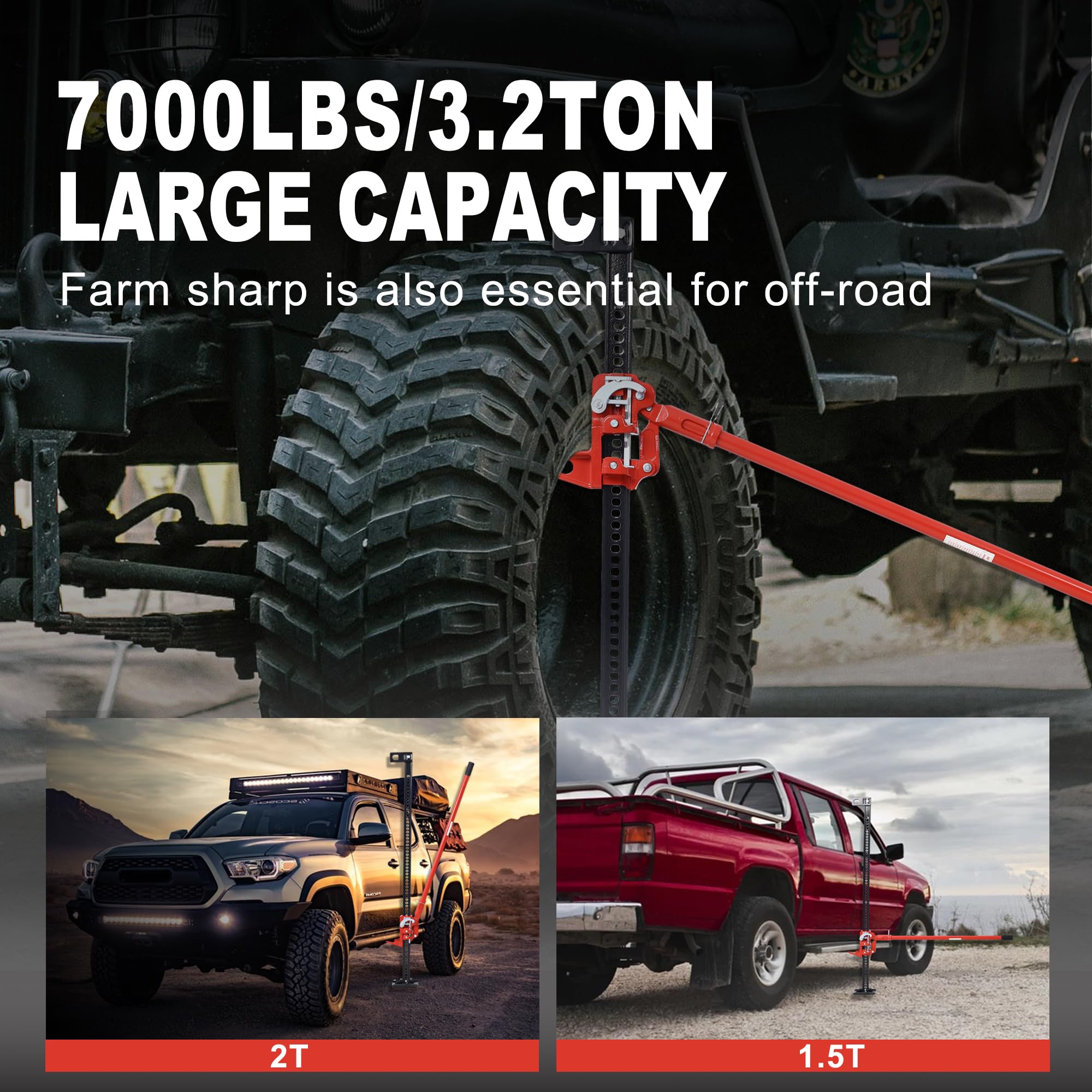 Snapklik.com : Farm Jack,48" High Lift Farm Jack,7000 Lbs Capacity ...