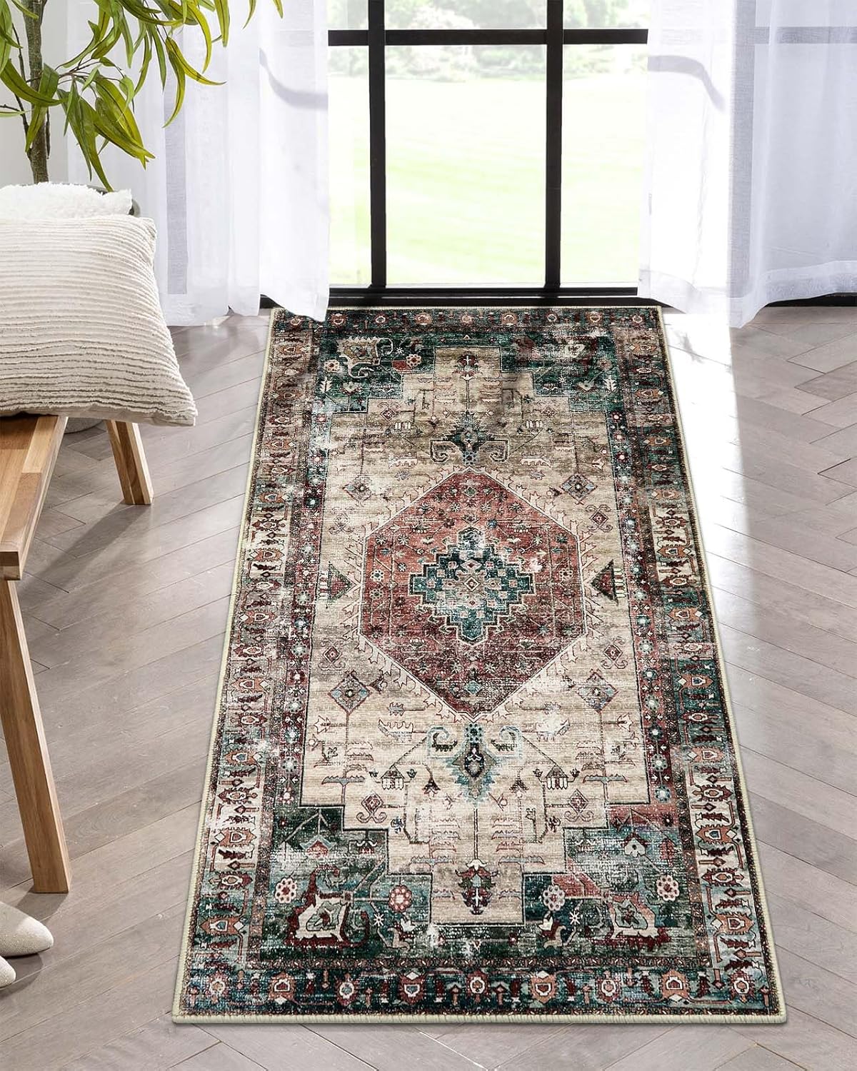 Amazon.com: LEEVAN Vintage Kitchen Rug Non Slip 2'x4.3', Washable Retro ...