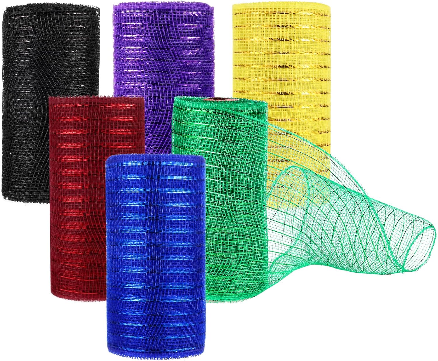 Amazon.com: 6 Rolls Mesh Ribbon 6 Inch 10Yard Metallic Foil Rolls 6 ...