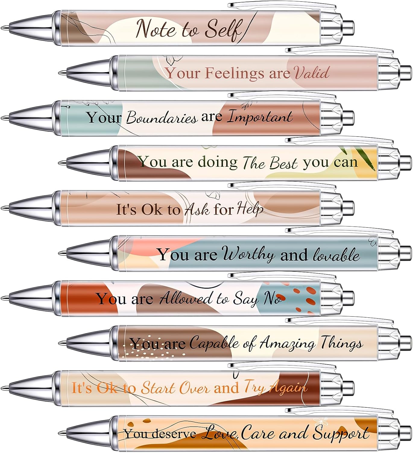 Amazon.com : Crtiin 10 Pieces Ink Motivational Pens Mental Health Pens ...