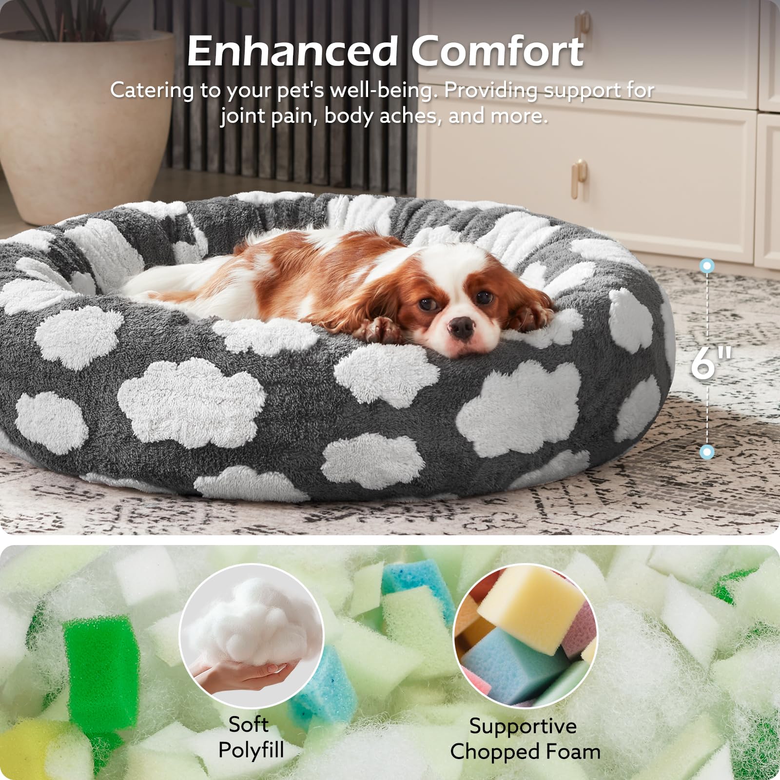 Snapklik.com : JOEJOY Donut Cat Beds For Indoor Cats, Round Calming ...