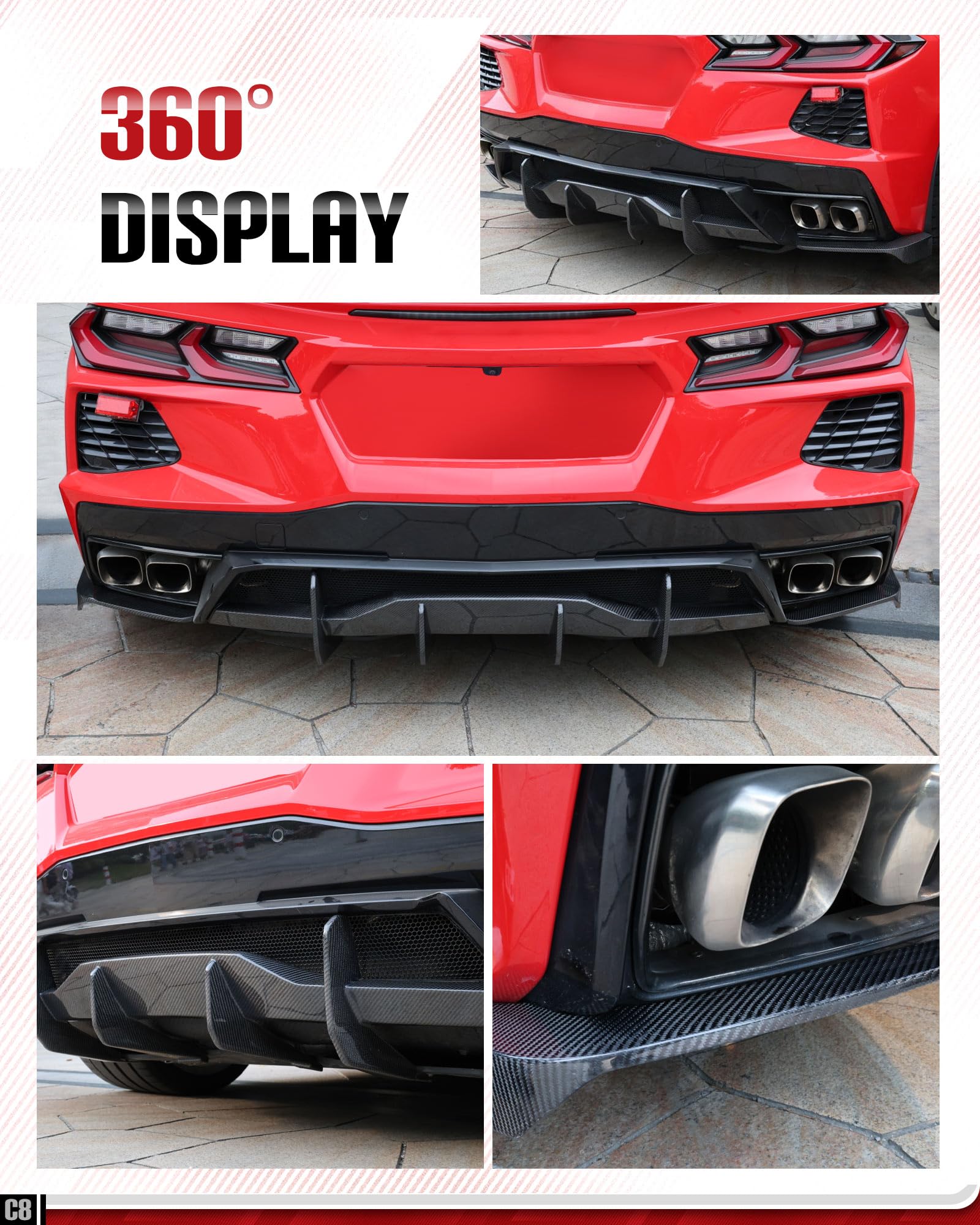Snapklik.com : Etesan Real Carbon Fiber Rear Bumper Diffuser And ...