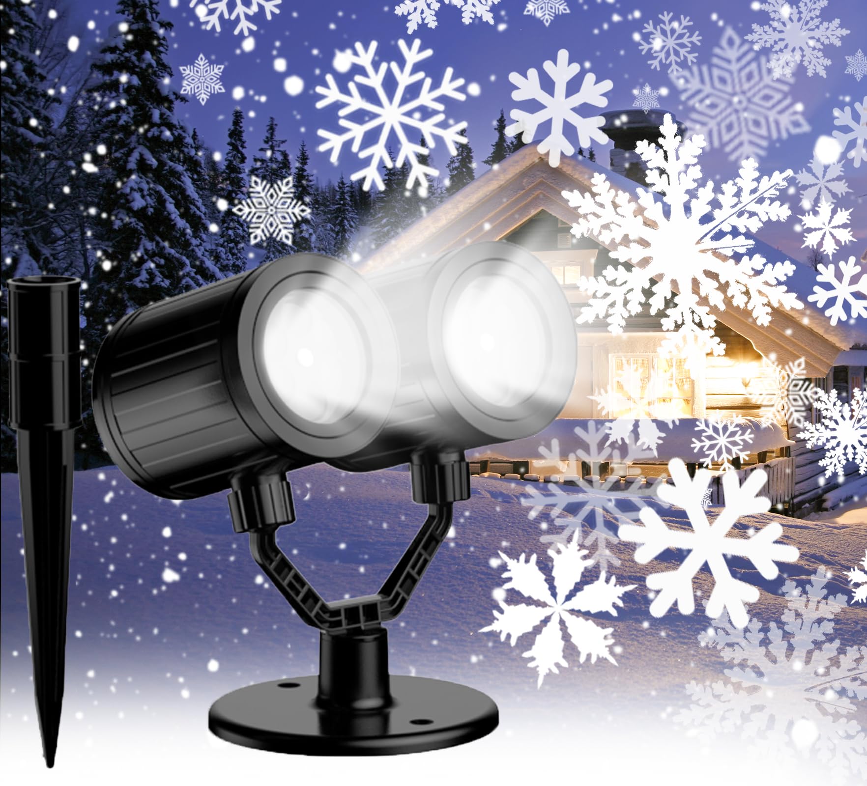 Christmas Projector Lights Outdoor Double Head Snowflake Projector ...