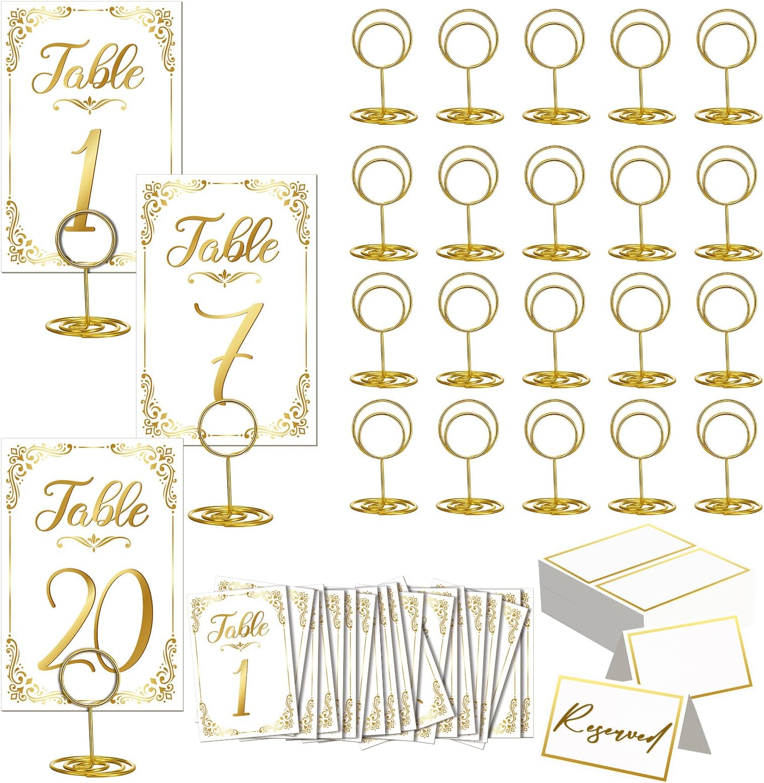 Amazon.com: GGSTDDUP Elegant Gold Table Numbers 1-20 with Place Cards ...