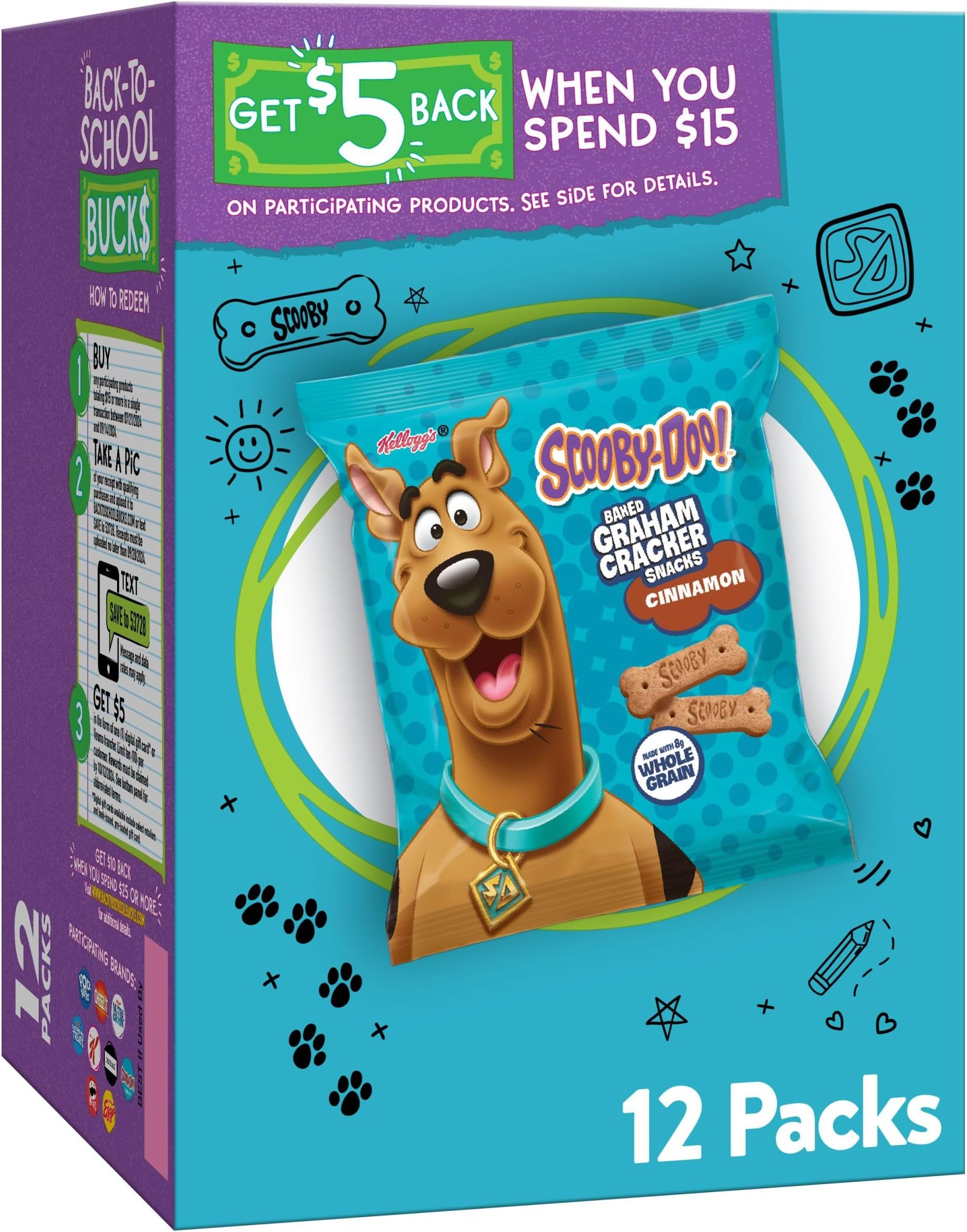 Amazon.com: Kellogg's SCOOBY-DOO! Baked Graham Cracker Sticks, Lunch ...
