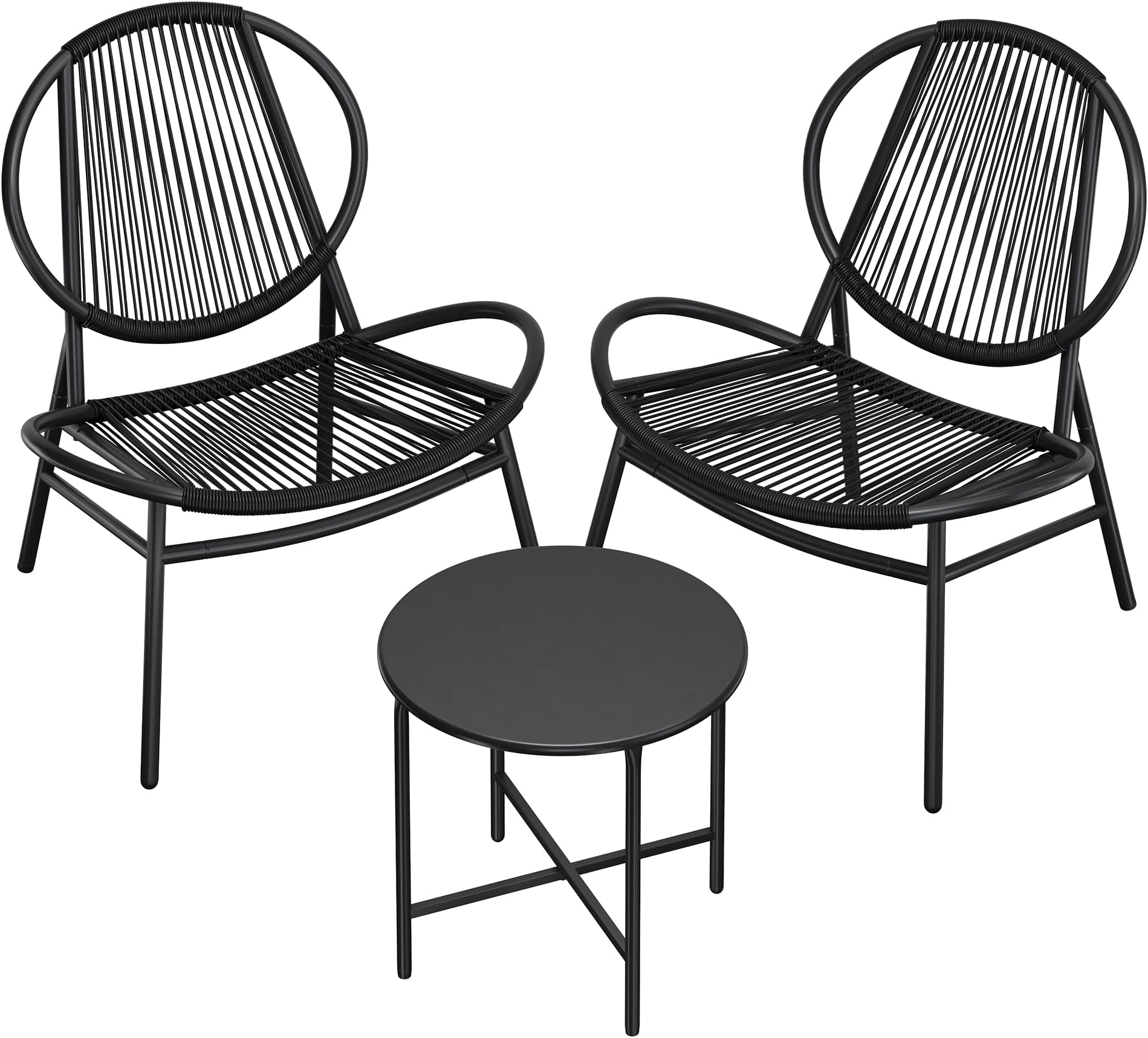 SONGMICS Ensemble Salon de Jardin, 3 Pièces, Chaises Acapulco, Salon d ...