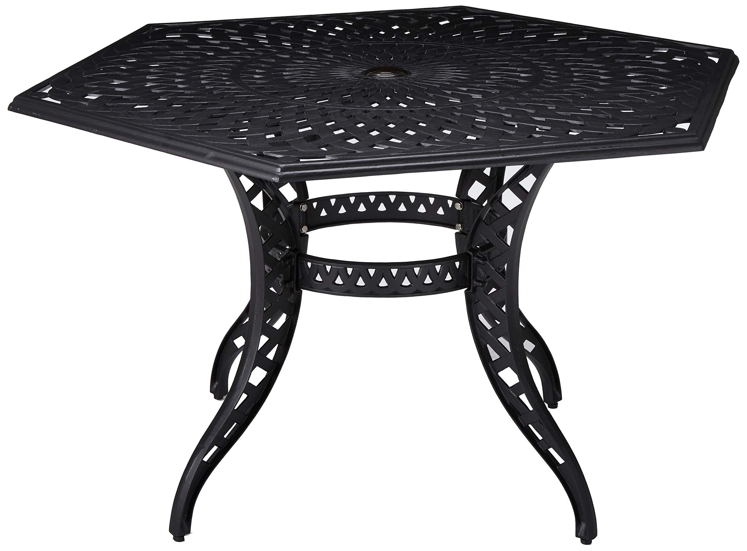 Cayman Outdoor Cast Aluminum Hexagonal Dining Table, Antique Matte Black
