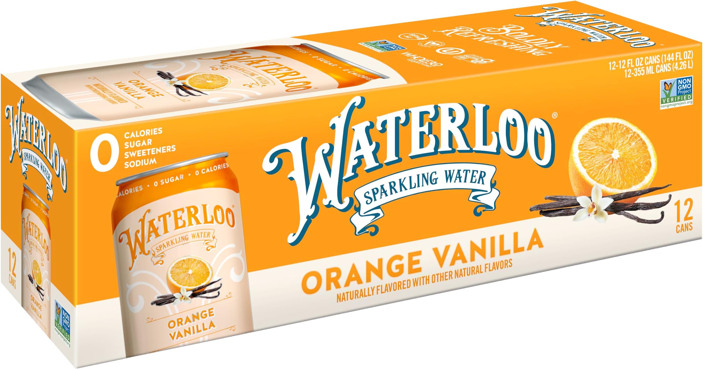 Amazon.com : Waterloo Sparkling Water, Orange Vanilla Naturally Flavored, 12 Fl Oz Cans (Pack of ...