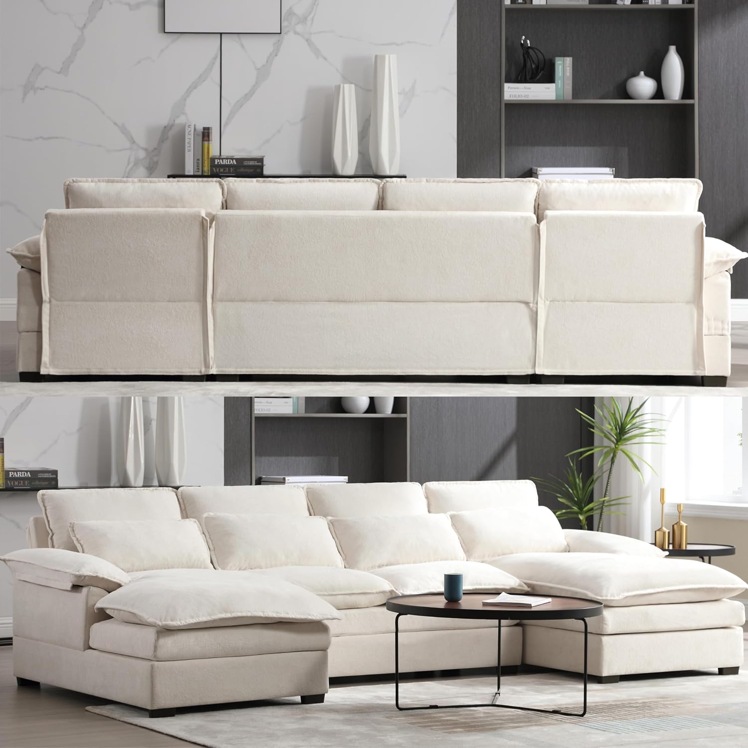 Amazon.com: 6 Seater Oversized Modular Cloud Couch with Double Chaise ...