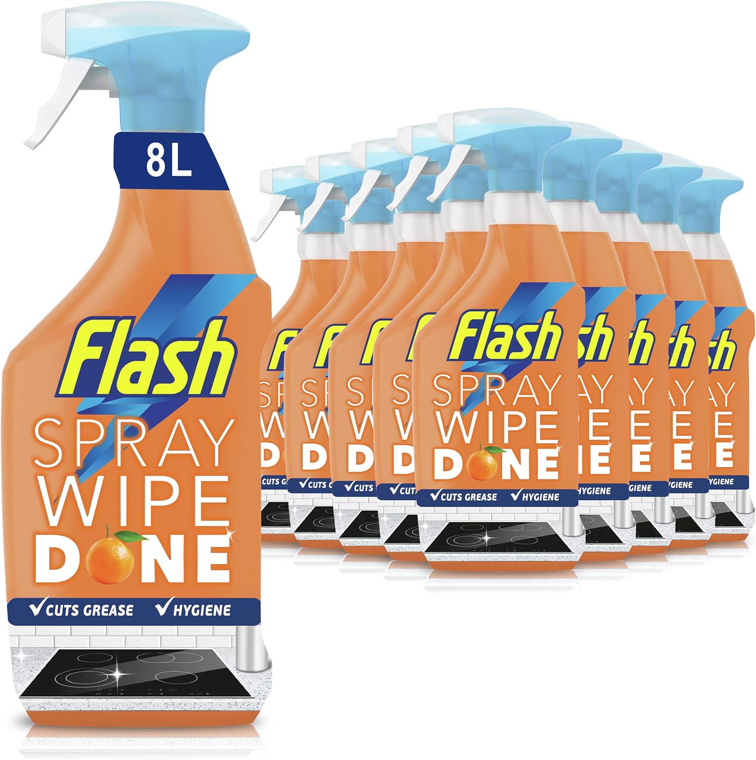 Flash Spray.Wipe.Done Kitchen Cleaner Spray, 8 Litres (800 ml x 10 ...