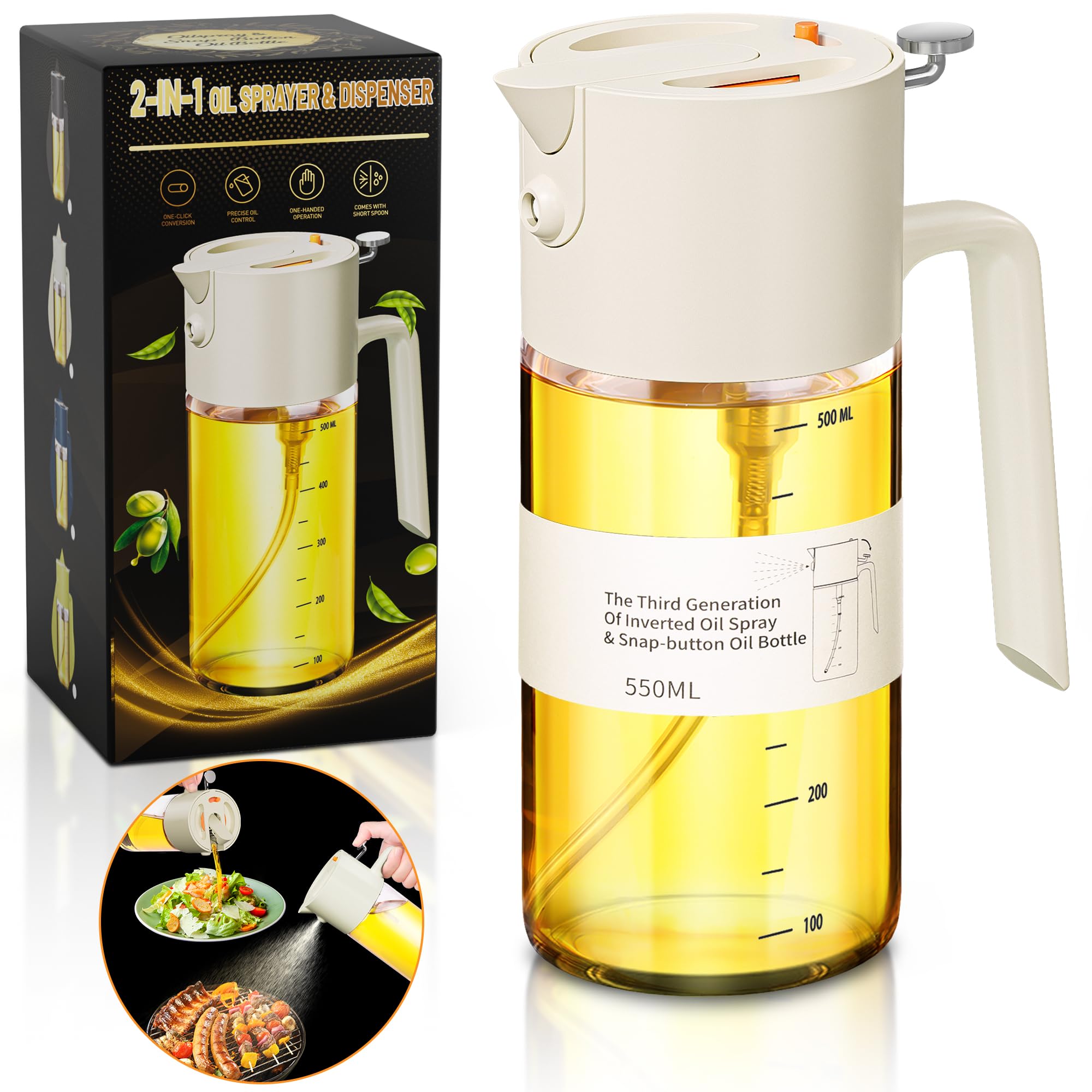 Amazon.com: Oil Sprayer for Cooking, 2 in 1 Olive Oil Dispenser Bottle ...