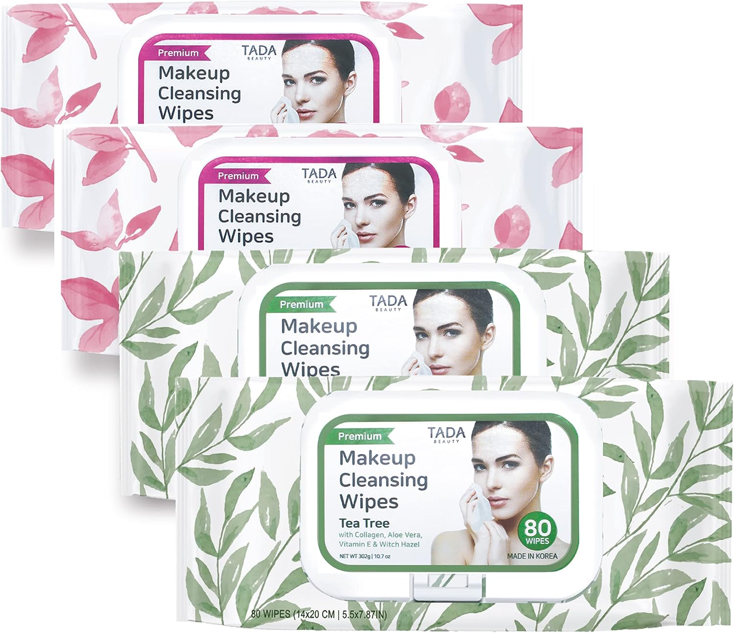 TADA Beauty Facial Wipes Makeup Remover | Tea Tree & Rose Wet Cleansing ...