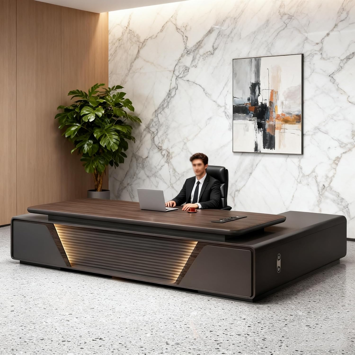 Amazon.com: Modern L-Shaped Executive Desk - Large CEO Boss Office Desk ...