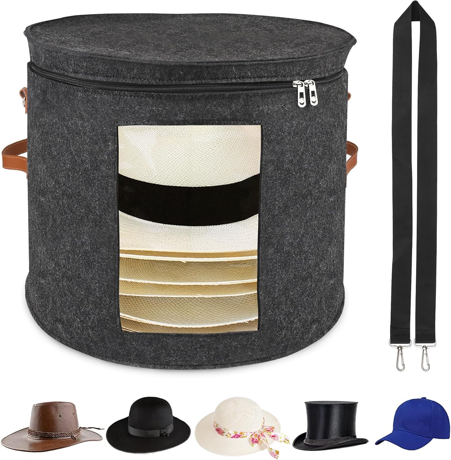 Amazon.com - VanlonPro Large Hat Storage Box for Women & Men, 19" D x ...
