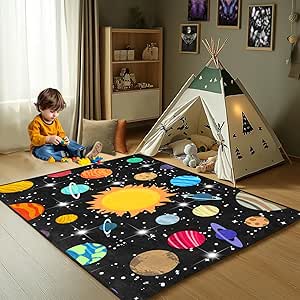Amazon.com: kodhyvj Solar System Rug - Cartoon Outer Space Rug for Boys ...