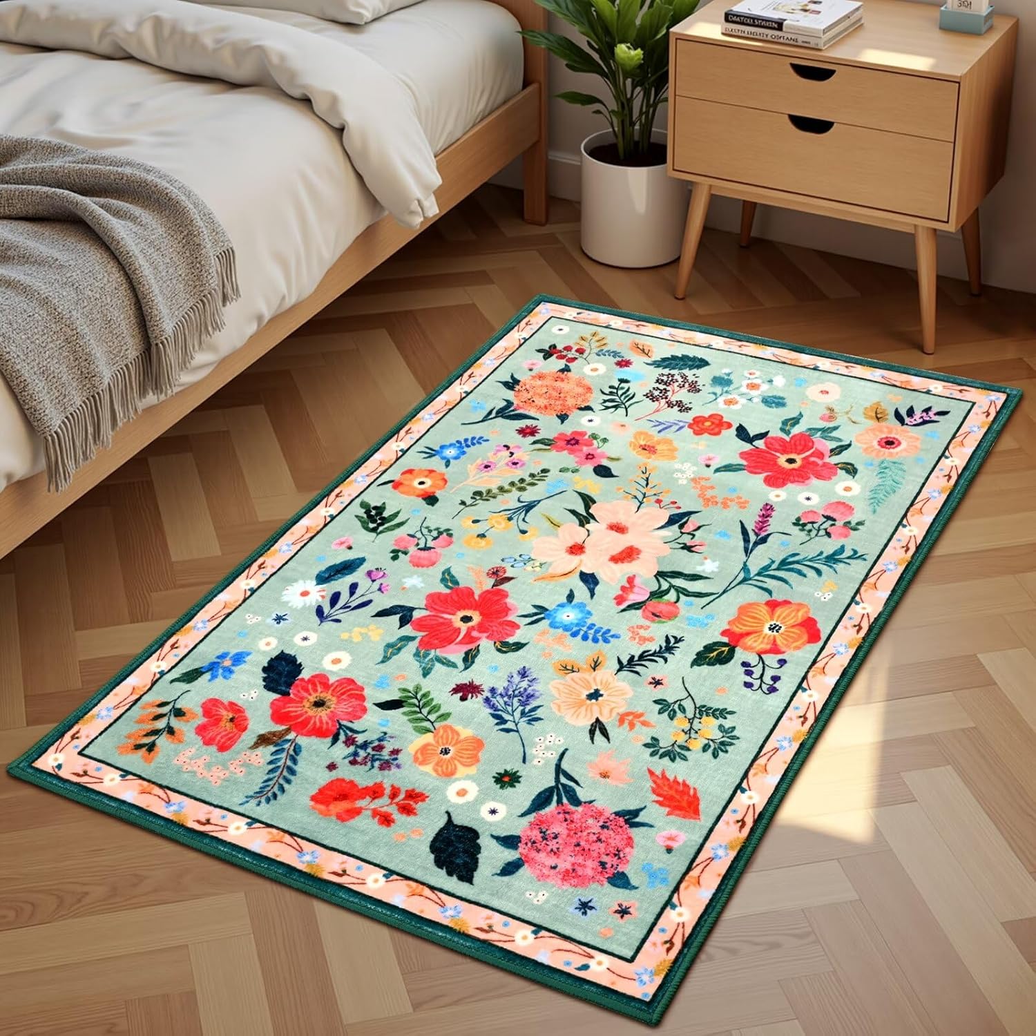 Amazon.com: Macgace 2x3 Small Floral Rugs for Entryway, Vibrant Flower ...