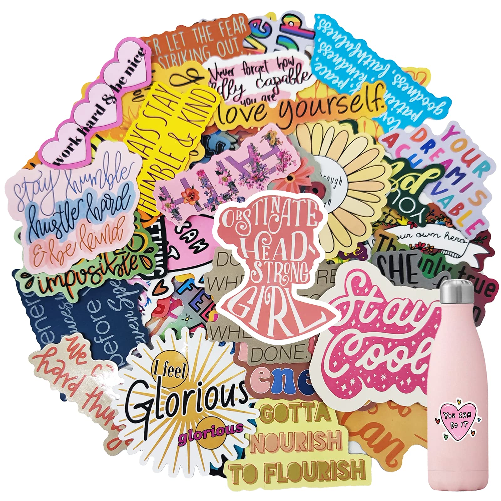 Laptop Stickers For Hydroflasks Inspirational Words Waterproof Vinyl ...