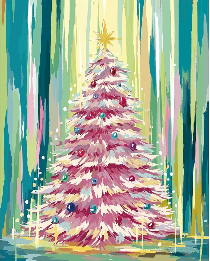 Amazon.com: Slody Christmas Paint by Number for Adults Pink Christmas ...