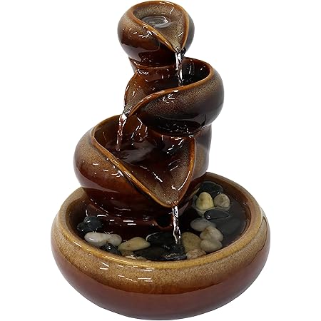 Amazon.com: Sunnydaze Tiered Vessels Indoor Ceramic Tabletop Fountain ...