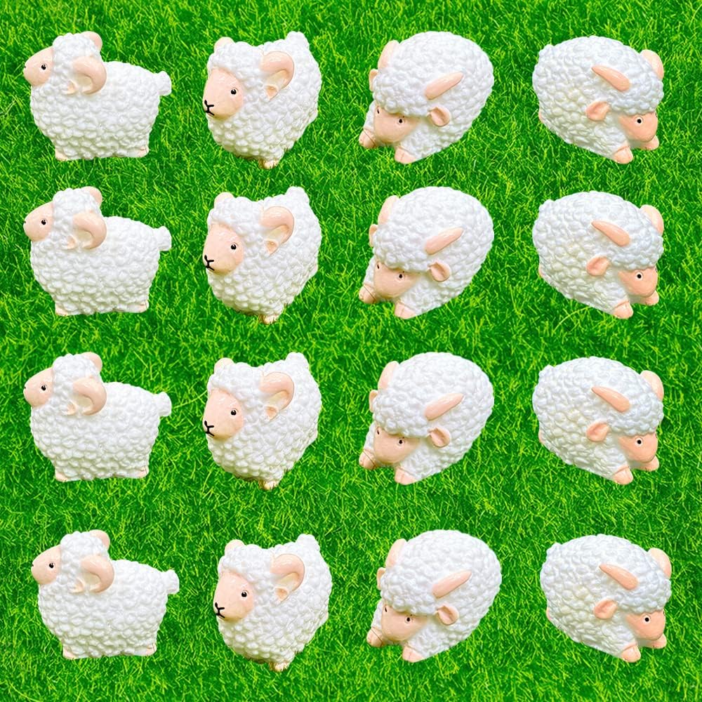 Amazon.com: AWEELON 20PCS Miniature Sheep Figurines White Sheep Cute ...