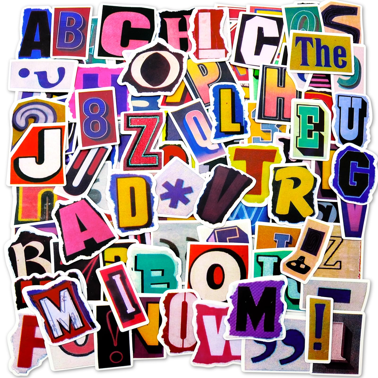 YONEEKSS 100PCS Vintage Letter Stickers, Colorful DIY Scrapbook ...