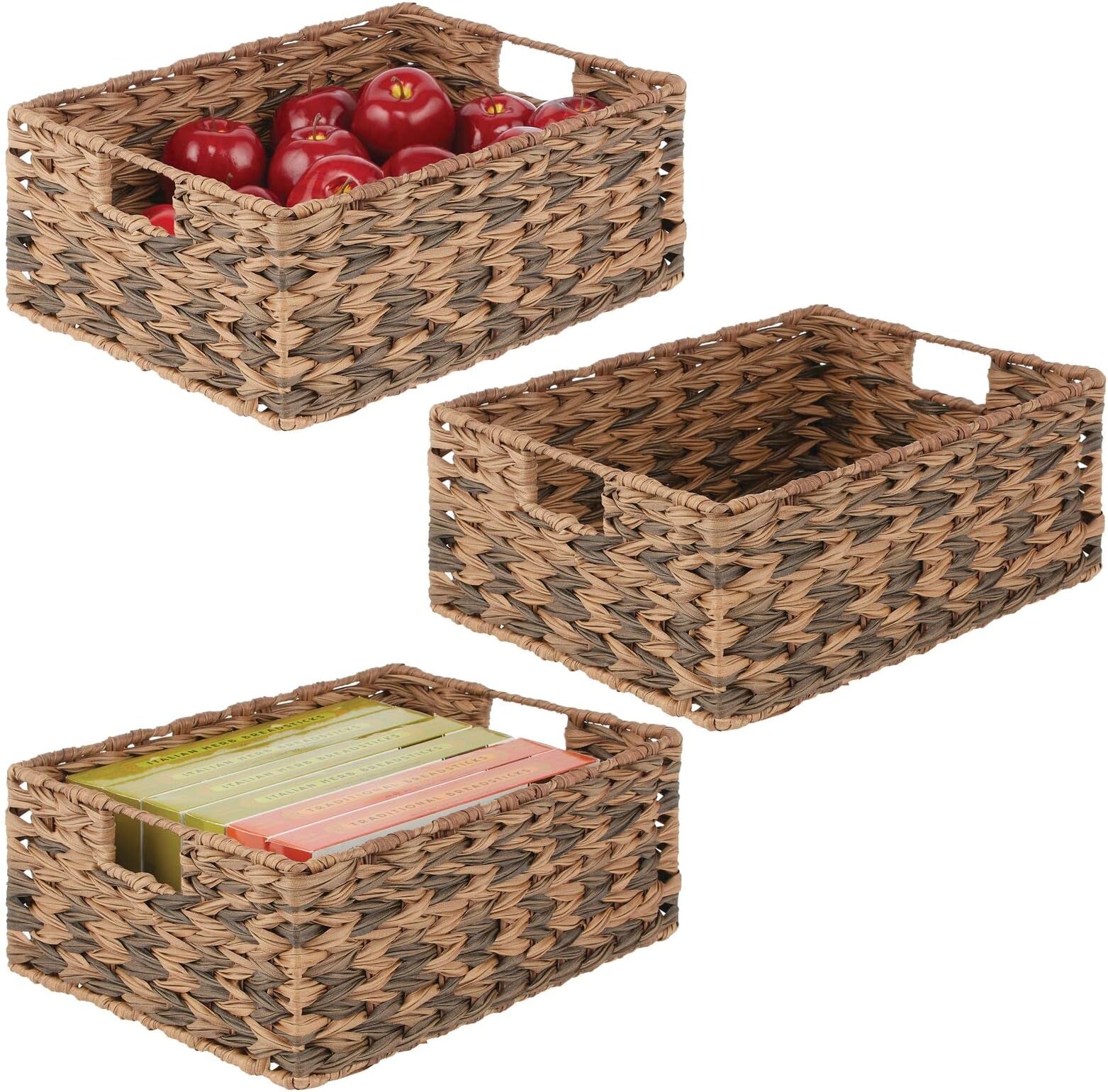 Amazon.com: mDesign Woven Farmhouse Kitchen Pantry Food Storage ...