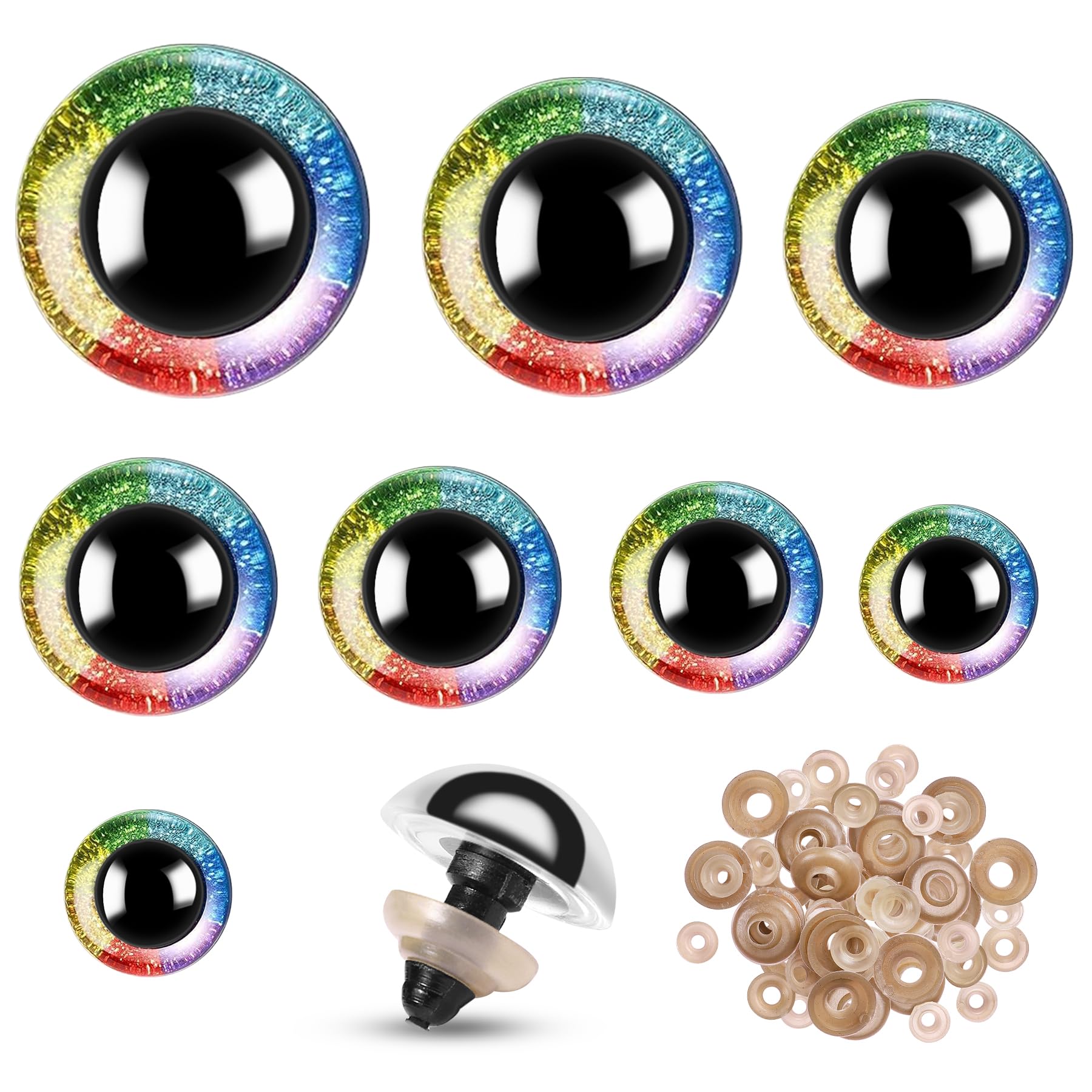 Amazon.com: 160pcs Rainbow Glitter Safety Eyes for Amigurumi Large ...