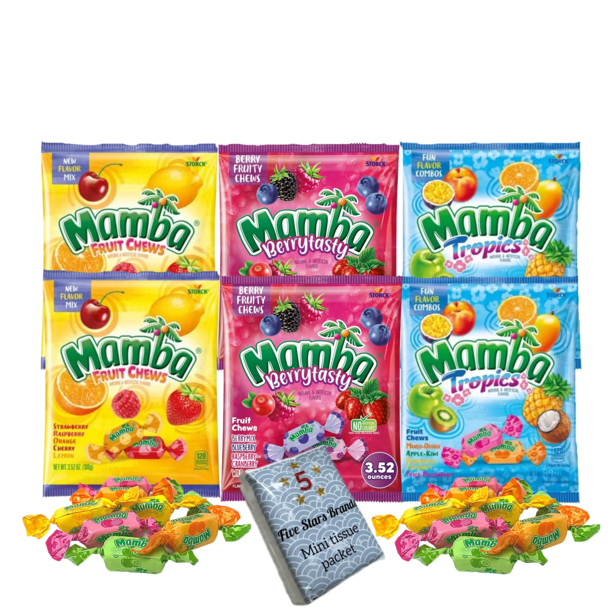Amazon.com : Mamba Fruit Chews Candy Variety 6 Pack. Individually Wrapped Candies, Original ...