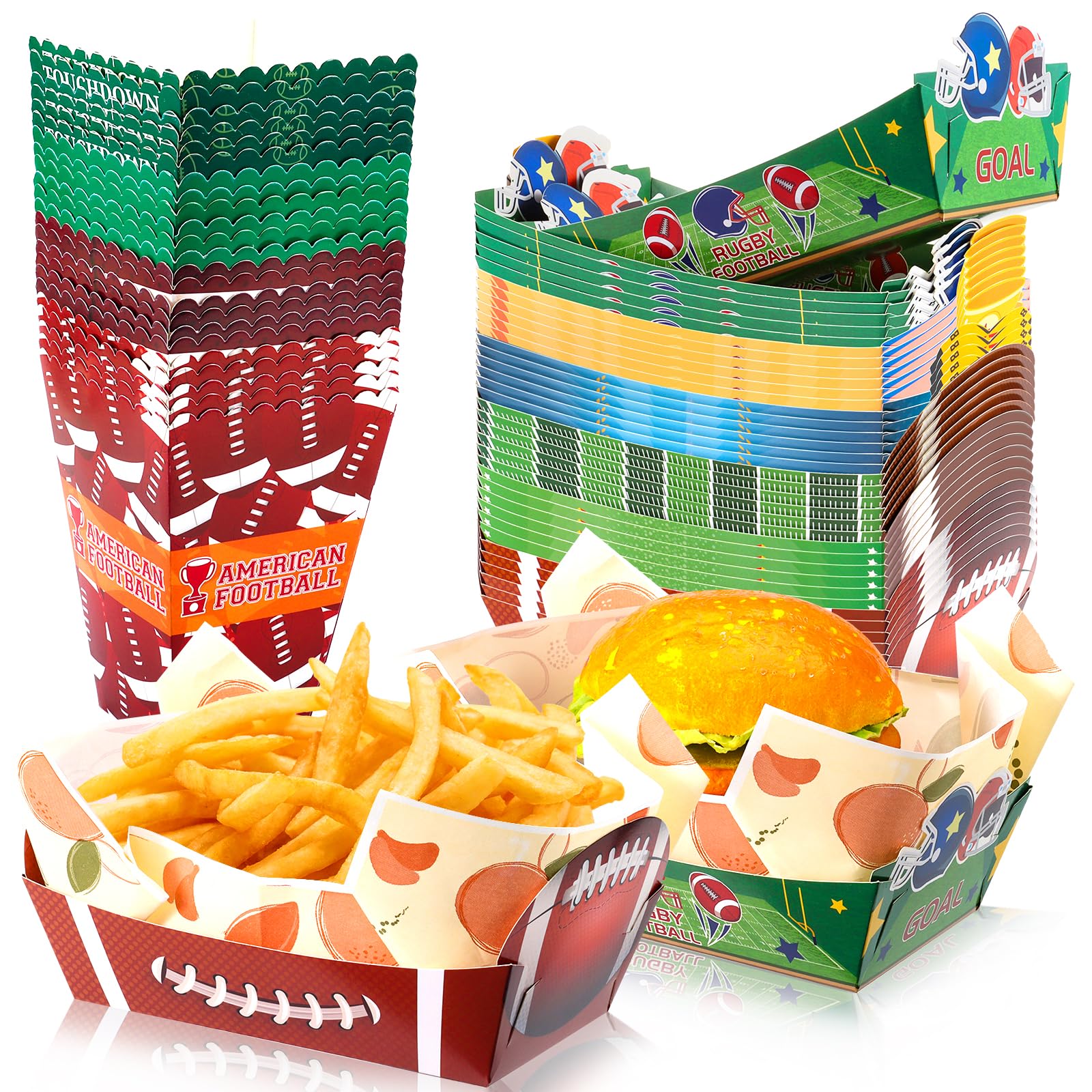 Amazon.com: 48Pcs Football Party Decorations Football Paper Food Trays ...