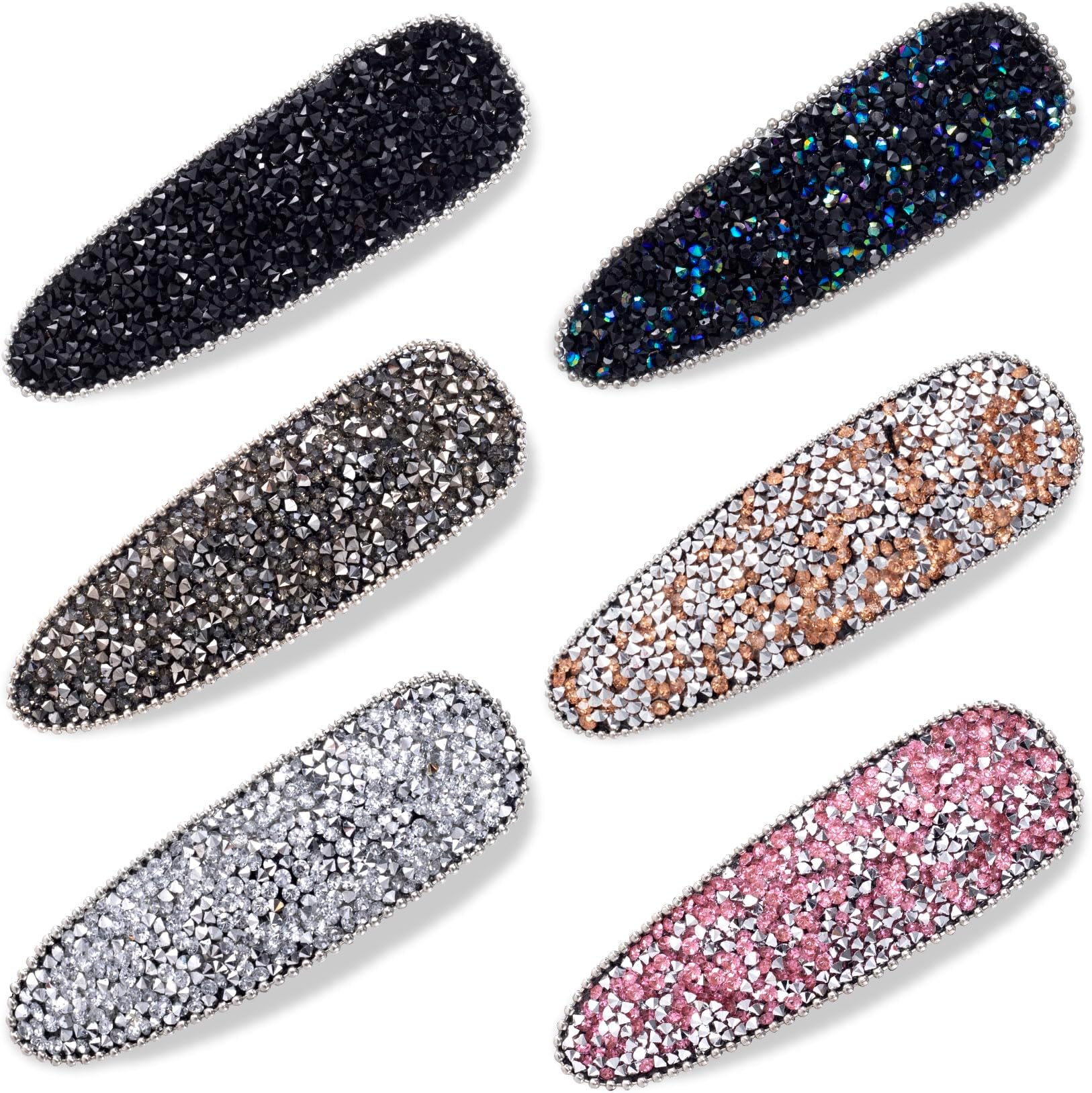Amazon.com : HINZIC 6PCS Rhinestone Snap Hair Clips, Crystal Large ...