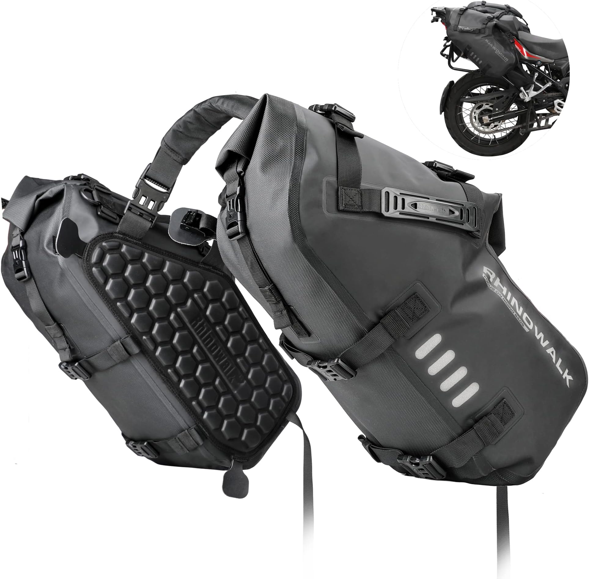 Rhinowalk Motorcycle Saddlebags Waterproof 28L (14L*2) Side Saddlebags ...