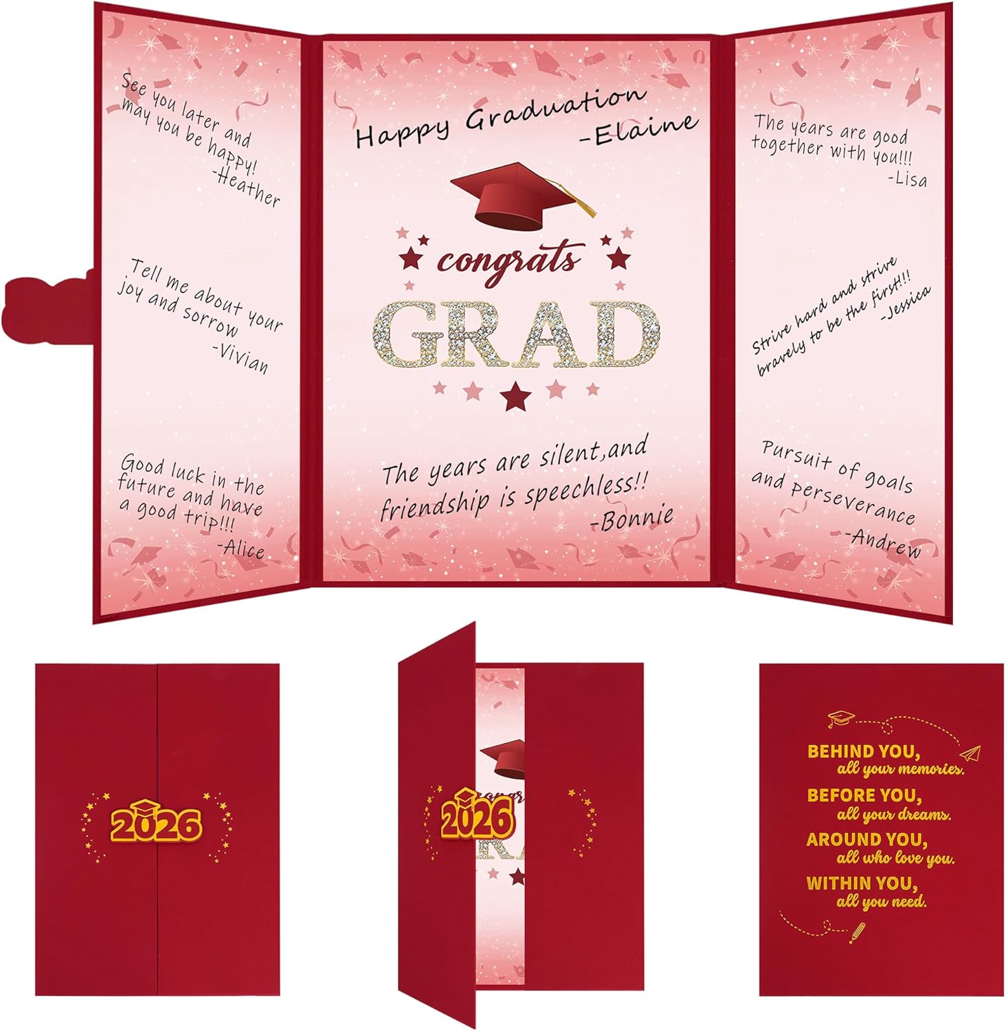 Amazon.com: Vlipoeasn 2026 Graduation Guest Book Alternative, Red Gold ...