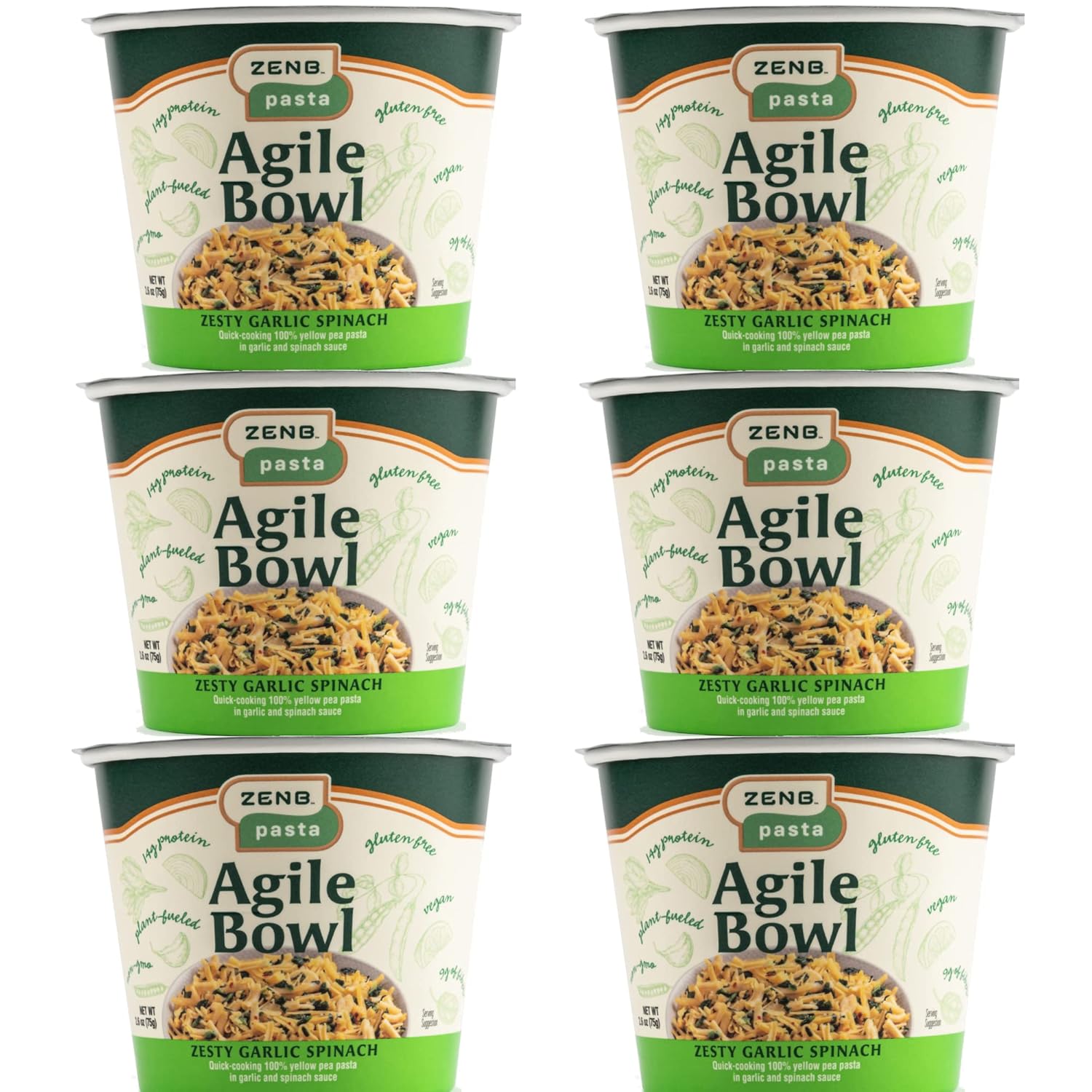 Amazon.com : ZENB Gluten Free Pasta Bowls – Zesty Garlic Spinach Made ...