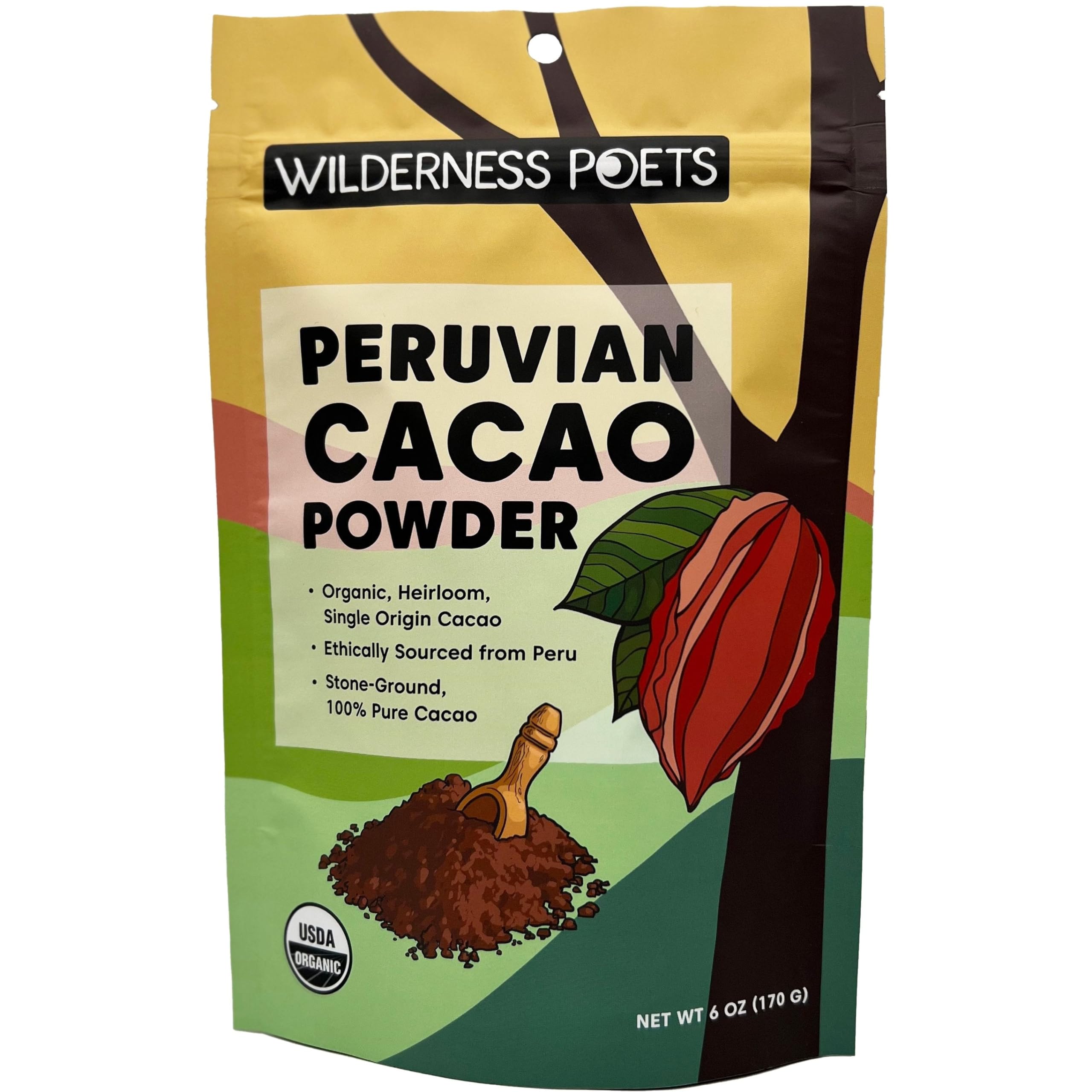Amazon.com : Wilderness Poets, Organic Cacao Powder. Raw, Unsweetened ...