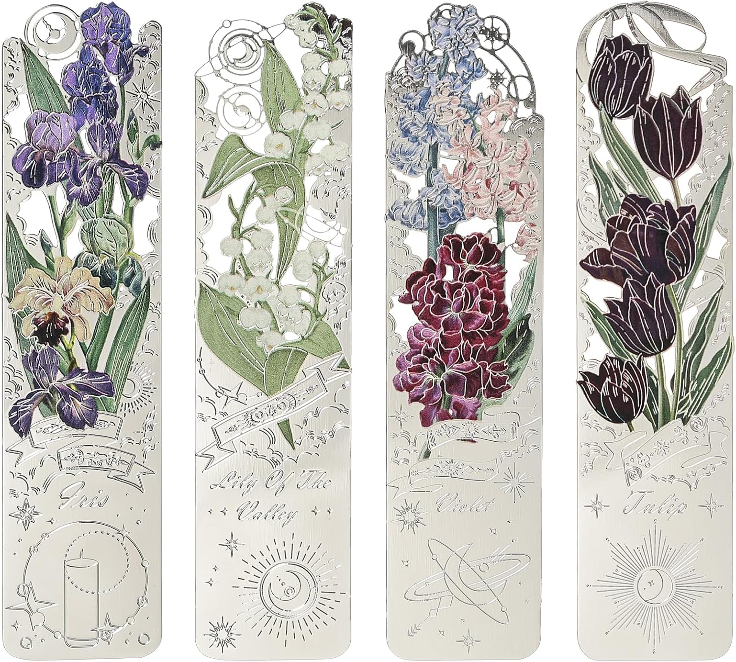 Amazon.com : Snycler 4PCS Romantic Flower Hollow Metal Bookmarks ...