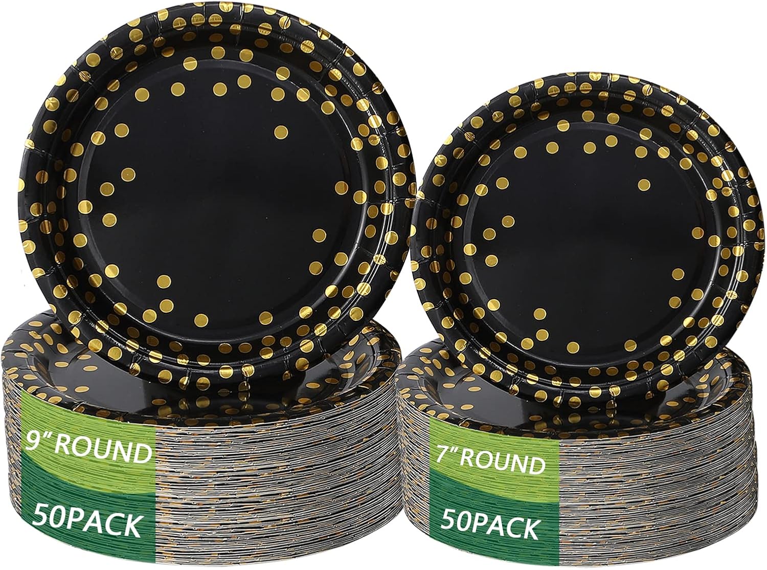 Amazon.com: Round Disposable Paper Plates for All Occasions Golden Dots ...