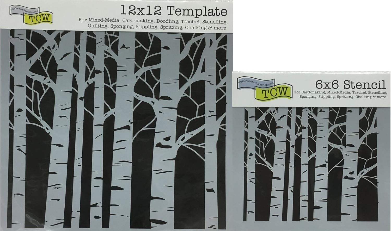 Amazon.com : The Crafter's Workshop Set of 2 Stencils - Aspen Trees 12 ...