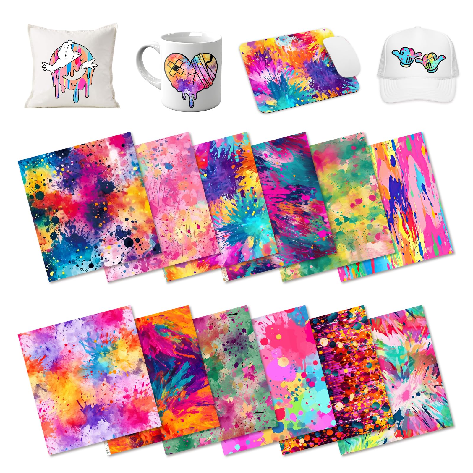 Amazon.com: HTVSTD Paint Splatter Sublimation Transfer Ink Paper 12 ...