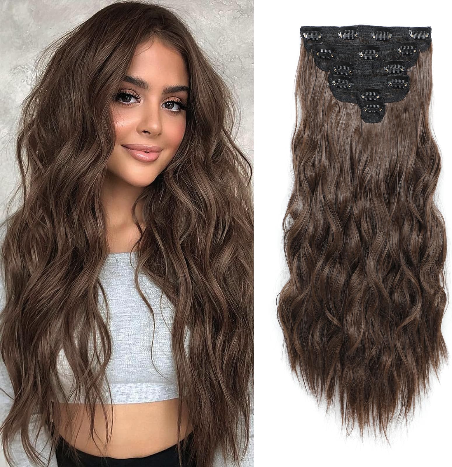 Amazon.com : Clip in Hair Extensions - 4 Pieces of Soft, Natural, and ...