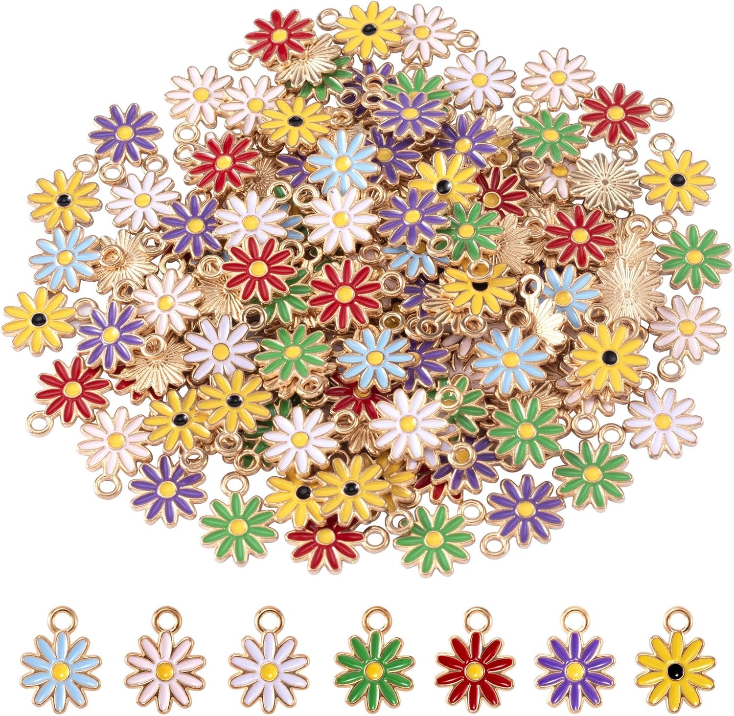 Amazon.com: OIIKI 70PCS Flower Pendants for Jewelry Making, Colorful ...