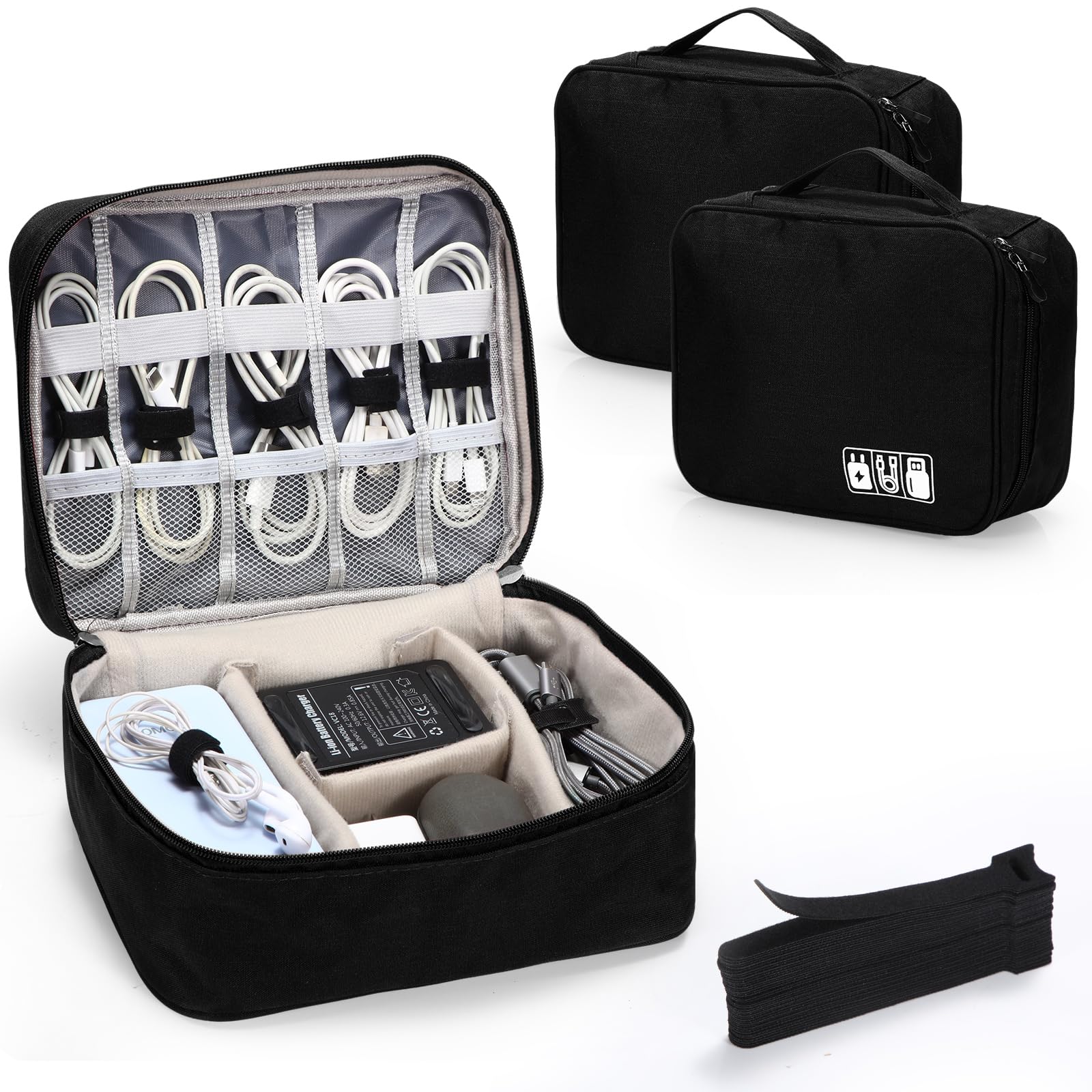 Amazon.com: Paterr 2 Pcs Electronic Organizer Travel Case with 40pcs ...