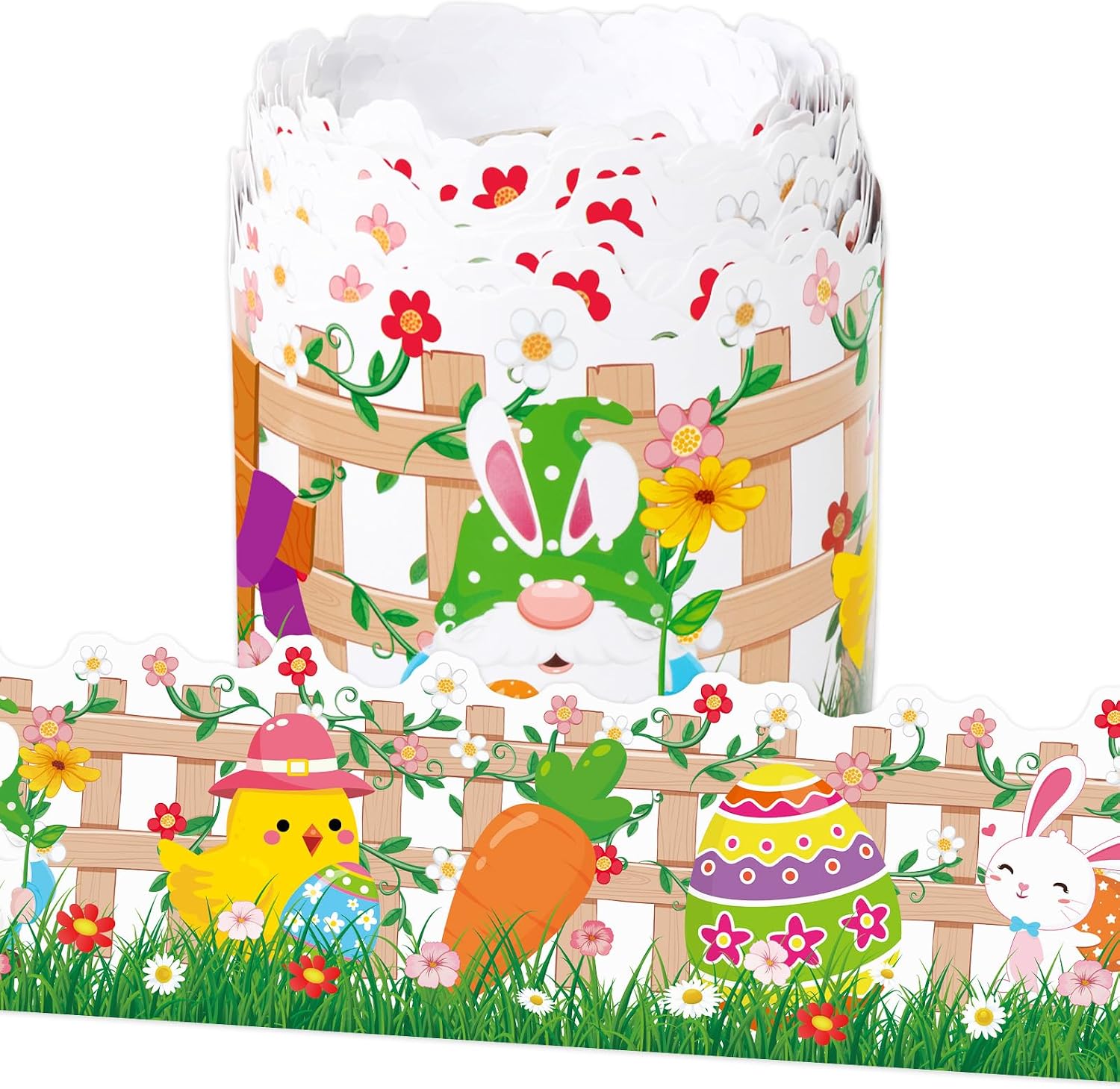 Amazon.com: 65.6 Feet Easter Bulletin Board Border, Colorful Egg Chick ...