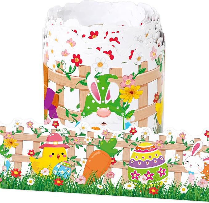 Amazon.com: 65.6 Feet Easter Bulletin Board Border, Colorful Egg Chick ...
